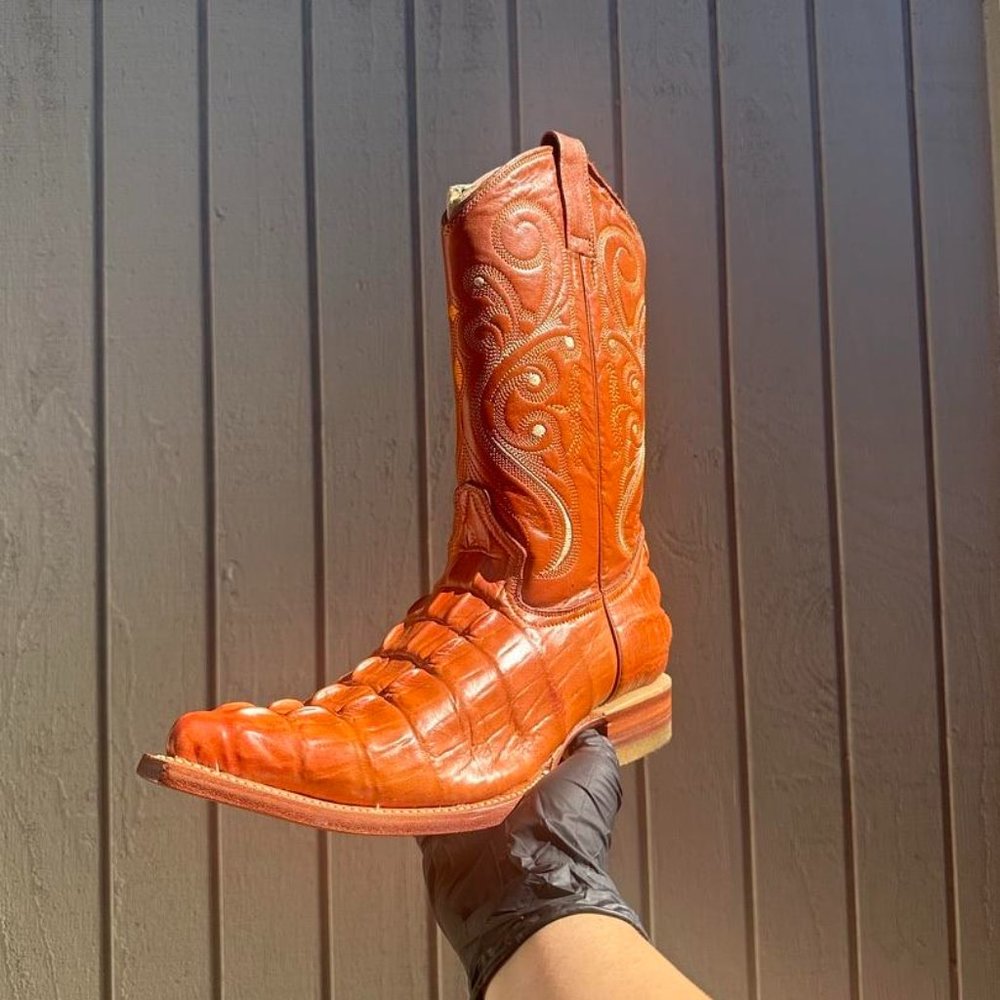 #72 Crocodile Tail Design Western Boot With Detail, S… - Gem